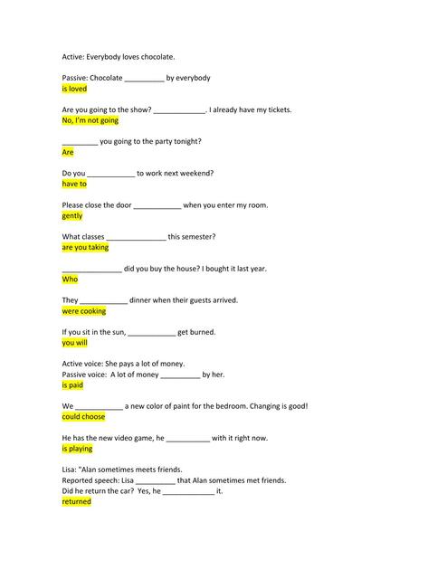 English II Questions different Topics | Lari DP | uDocz