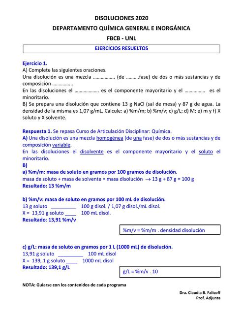 Disoluciones ejercicios resueltos | anónimo | uDocz