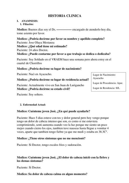 Historia Clínica | Marko Echevarría | uDocz Historia Clínica | Marko Echevarría | uDocz