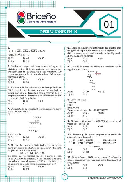 Operaciones en N | FNOMADDDD | uDocz