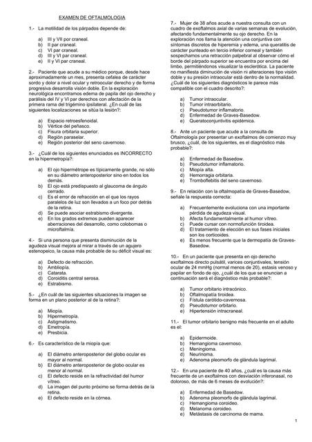 Banco de preguntas Oftalmologia | MED STUDENT | uDocz