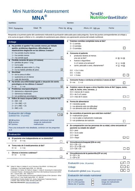 Mini nutritional assessment | Adriana Paliz | uDocz