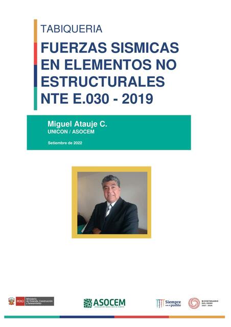 FUERZAS SISMICAS EN ELEMENTOS NO ESTRUCTURALES NTE E-030-2019 ...