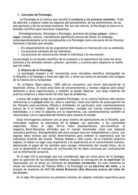 Concepto de Psicología | uDocz
