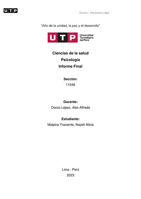 Evaluación e informe de EPQ-R. Cuestionario de Personalidad de Eysenck ...