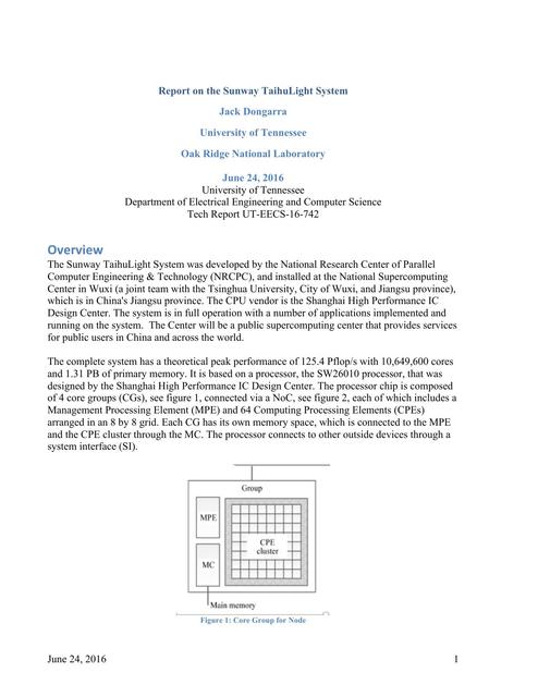 Report On The Sunway Taihulight System | HackerNews | uDocz