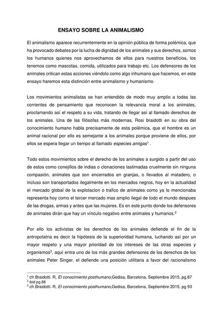 Ensayo sobre el Animalismo | Simon Nava | uDocz