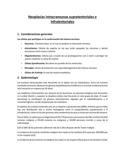 Neoplasias Intracraneanas Supratentoriales e Infratentoriales | Liz ...