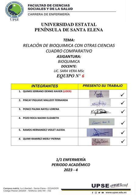 Relación de Bioquímica con Otras Ciencias | Violet Ramos Hernandez | uDocz