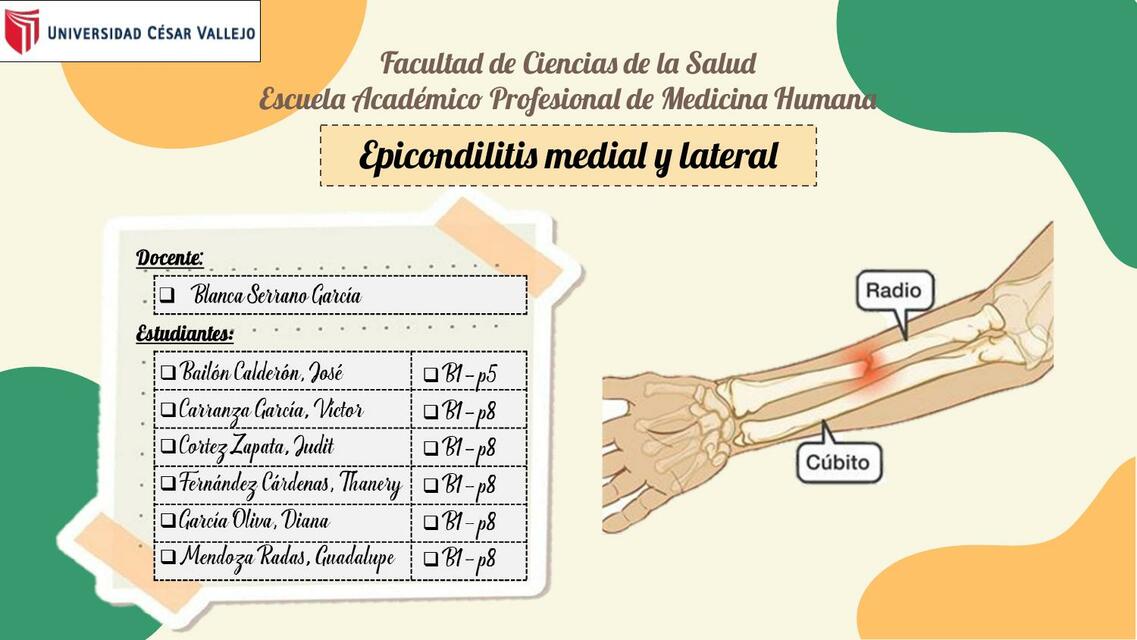 Epicondilitis medial y lateral | Guadalupe Mendoza Radas | uDocz