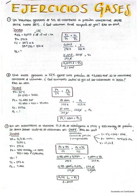 Ejercicios de Gases Ideales | Doménica Rubianes | uDocz