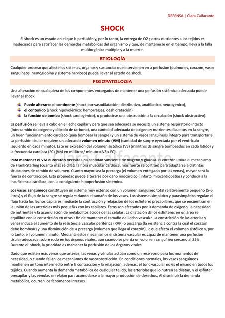 Semiologia- SHOCK- hipovolémico, cardiogénico, obstructivo ...