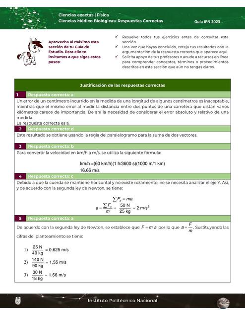 Examen De Admisión IPN Ciencias Médico Biológicas - Físicas | Expertos en Exámenes | uDocz