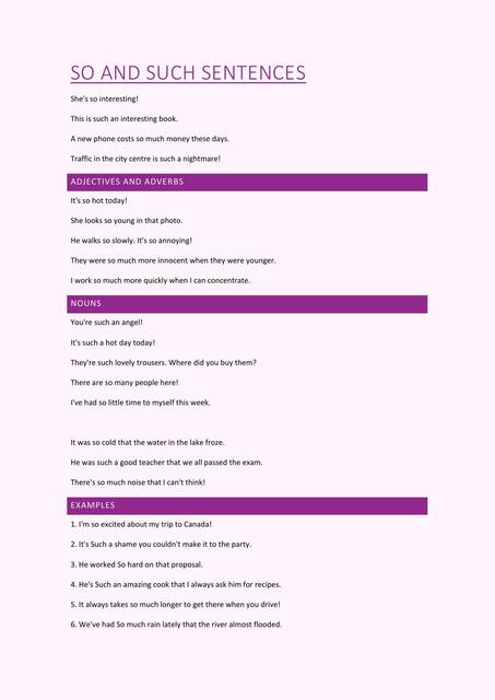 So and Such sentences | Psico apuntes | uDocz