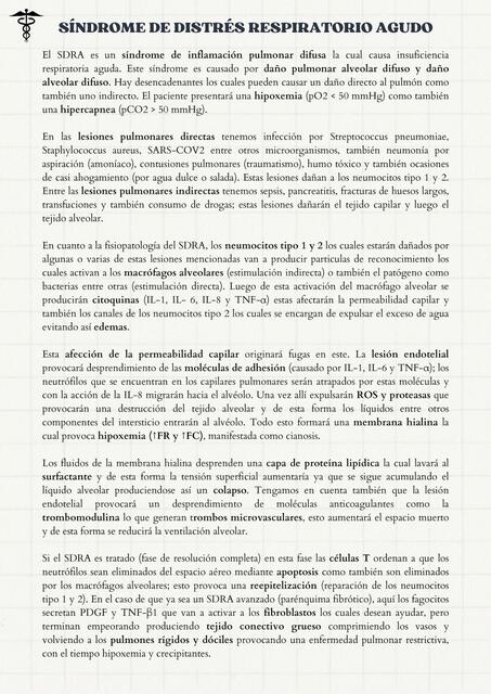 Síndrome de distrés respiratorio agudo - Lectura | Eduardo Rivero | uDocz
