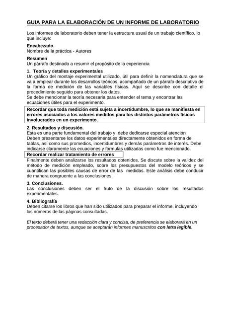 Guía para la elaboración de un informe de laboratorio | Pato | uDocz