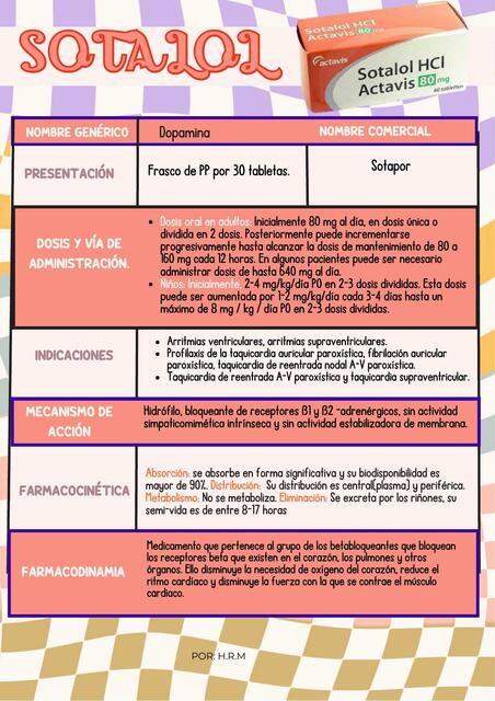 SOTALOL FICHA FARMACOLOGÍCA Y CUIDADOS DE ENFERMERÍA | ENFERMERIA- ALTO ...