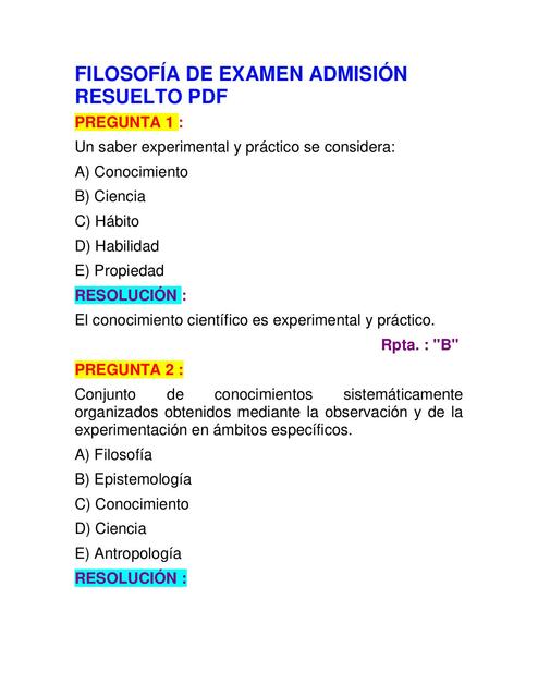 Examen De Admisión ESAN Simulacro Fisiología | Expertos en Exámenes | uDocz