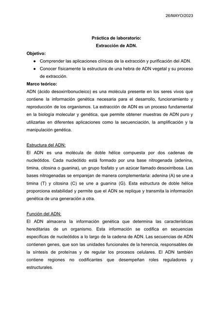 Extracción de ADN | Julieta Cárdenas Correa | uDocz