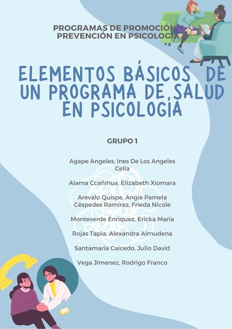 Elementos básicos de un programa de salud en Psicología | Sue | uDocz
