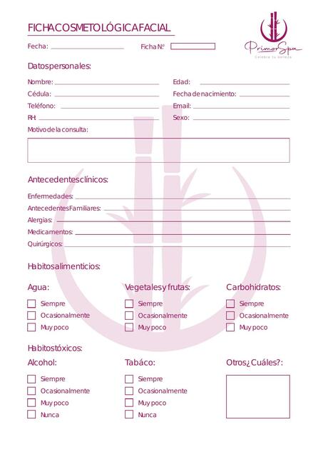 Ficha Cosmetológica Facial 2 | ZONA U ON LINE.COM | uDocz