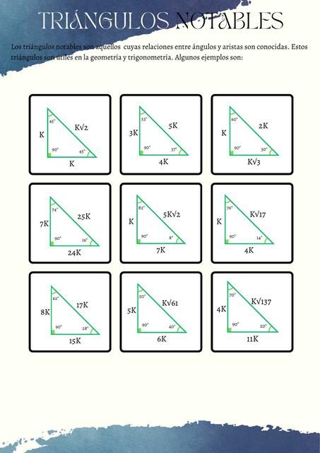 Triangulos Notables Triángulos Notables, Reto Y Ejercicios Propuestos