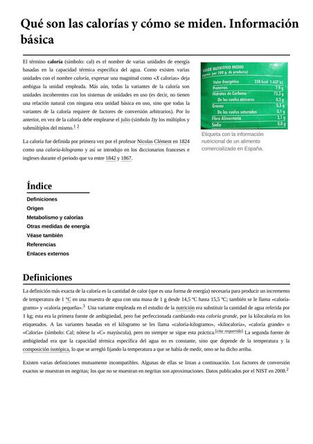 Qué son las Calorías y cómo se Miden. Información Básica | Nutrición y ...