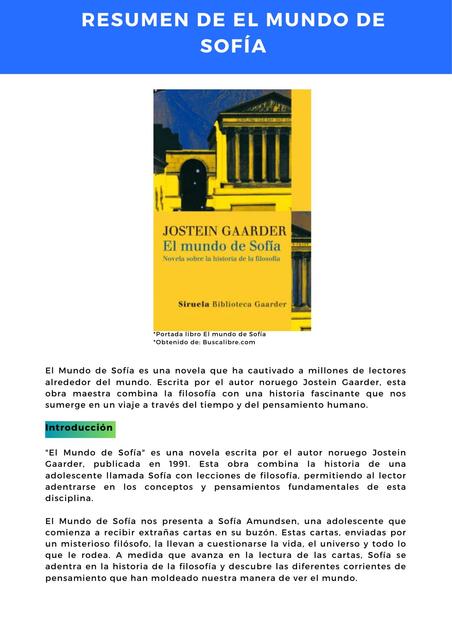 Resumen de El mundo de Sofía | Facilitando tu estudio | uDocz Resumen de El mundo de Sofía | Facilitando tu estudio | uDocz