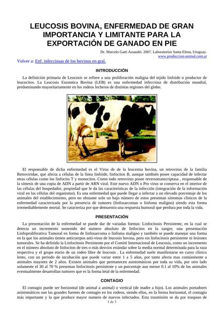 Leucosis Bovina | Francisco Javier Barrera Cobos | uDocz