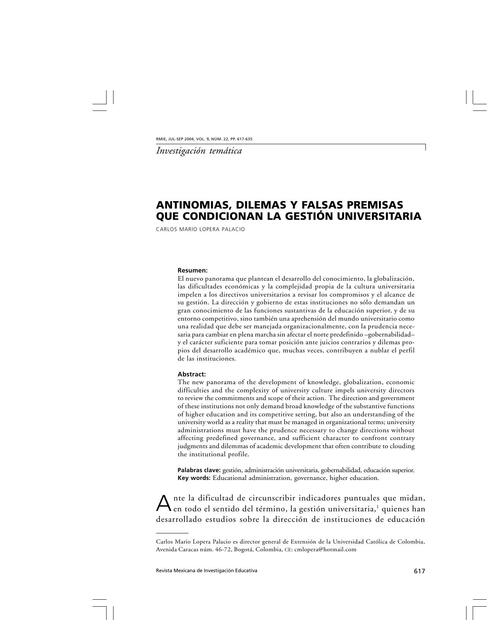 Antinomias dilemas y falsas premisas que condicionan la gestión ...