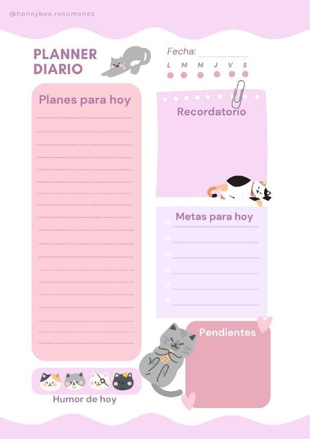 Planner Diario | Honey Bee | uDocz