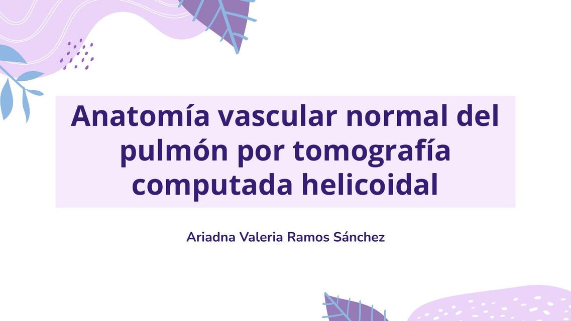 Anatomía vascular normal del pulmón por tomografía computada helicoidal ...