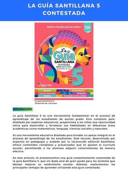 La guía Santillana 5 contestada | Facilitando tu estudio | uDocz