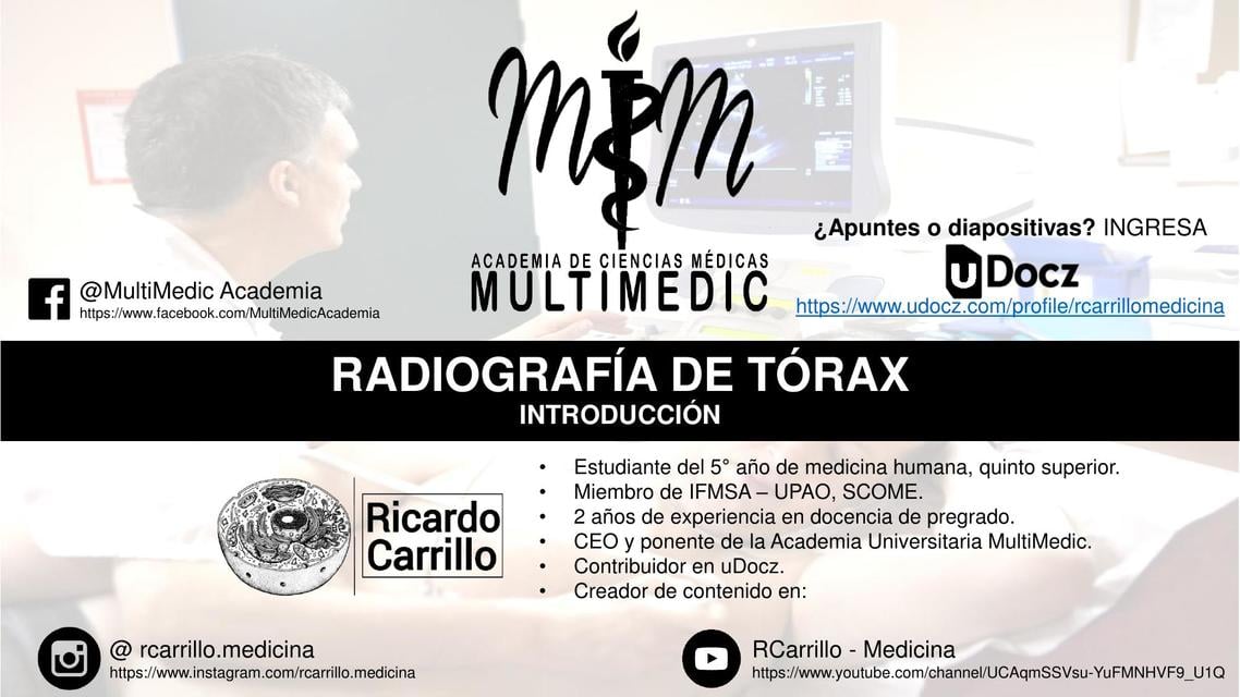RADIOGRAFÍA DE TÓRAX NORMAL Y PATOLÓGICO | Ricardo Carrillo | uDocz
