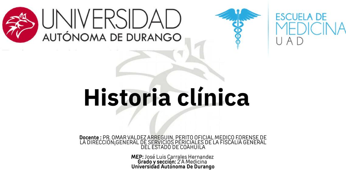 Historia clínica cómo documento | DR OMAR VALDEZ ARREGUIN | uDocz