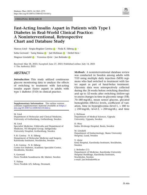 Insulina aspart de acción rápida en pacientes con diabetes tipo 1 ...