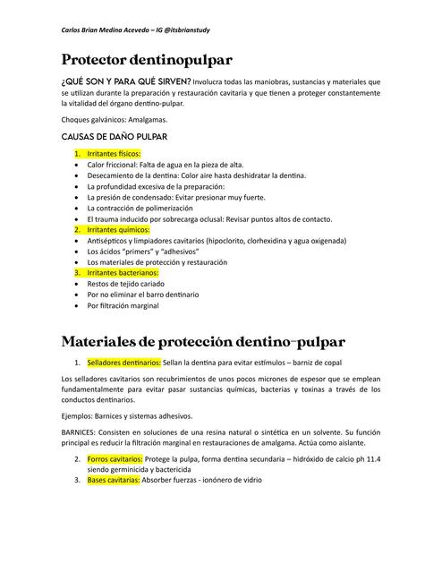 Protector dentino pulpar | Itsbrianstudy | uDocz