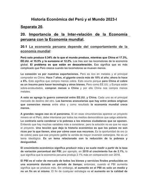 Importancia de la Inter-relación de la Economía Peruana con la Economía Mundial | uDocz