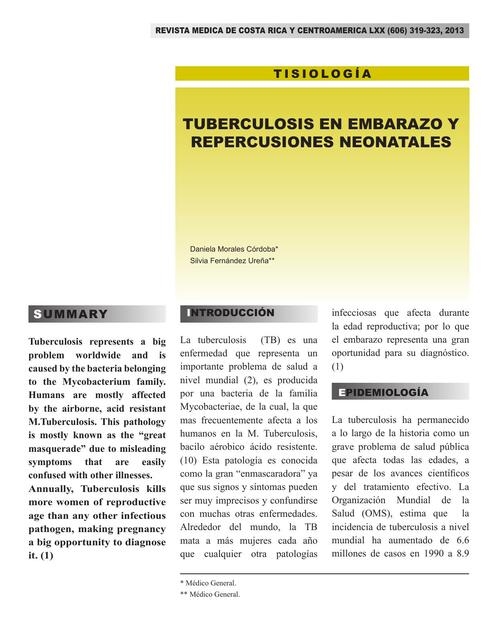 Tuberculosis en embarazo y repercusiones neonatales | Mundo de Médicos ...
