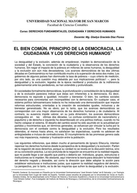 EL BIEN COMÚN. PRINCIPIO DE LA DEMOCRACIA, LA CIUDADANÍA Y LOS DERECHOS HUMANOS | yulisa aguirre ...