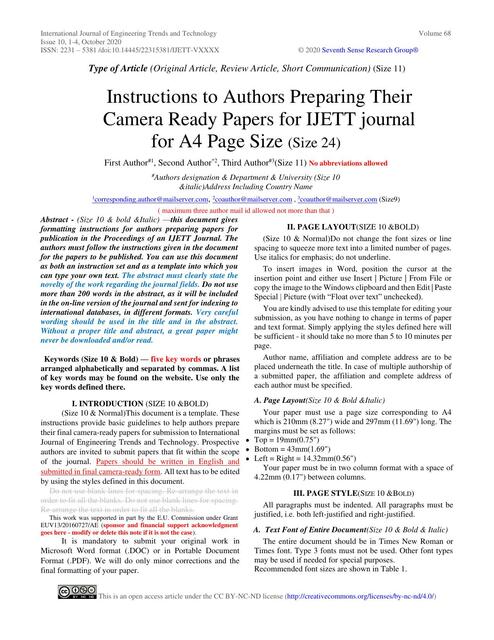 nstructions to Authors Preparing Their Camera Ready Papers for IJETT ...