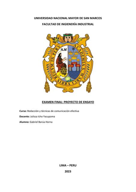 Proyecto de ensayo | GABRIEL EDUARDO BARUA HORNA | uDocz