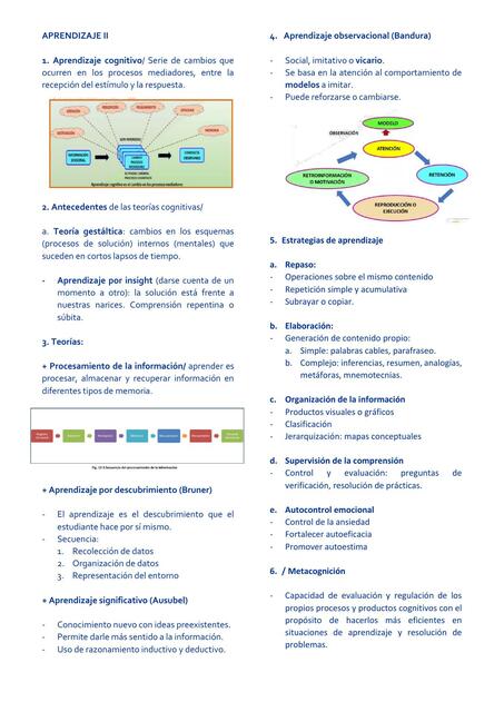 Aprendizaje Cognitivo Semana 12 Psicología Udocz