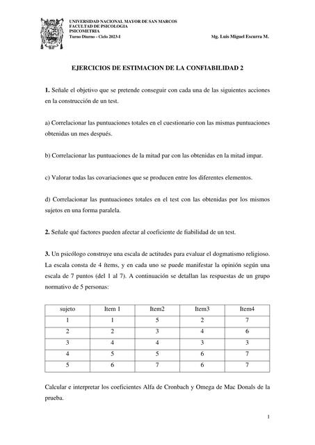 Ejercicios de estimación de la confiabilidad 2 | Daniel Eduardo | uDocz