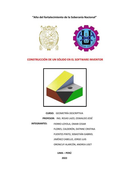 Construcción de un sólido en el software inventor | Nicole Albornoz | uDocz