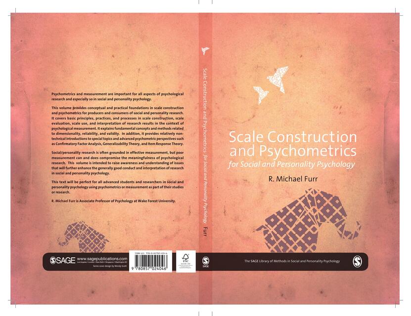 Scale Construction And Psychometrics For Social And Personality