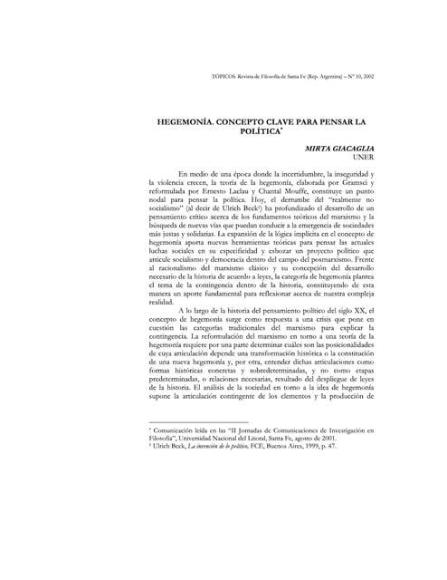 Hegemonía y pensamiento político antihegemonico desde el siglo xv hasta ...