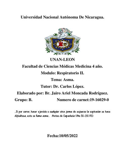 Tutoria Respiratorio ASMA | Jairo Moncada | uDocz