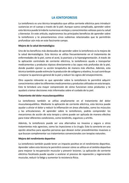 La iontoforesis | Mundo de Médicos | uDocz