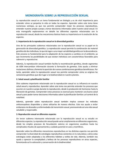 Monografía Sobre La Reproducción Sexual Mundo De Médicos Udocz